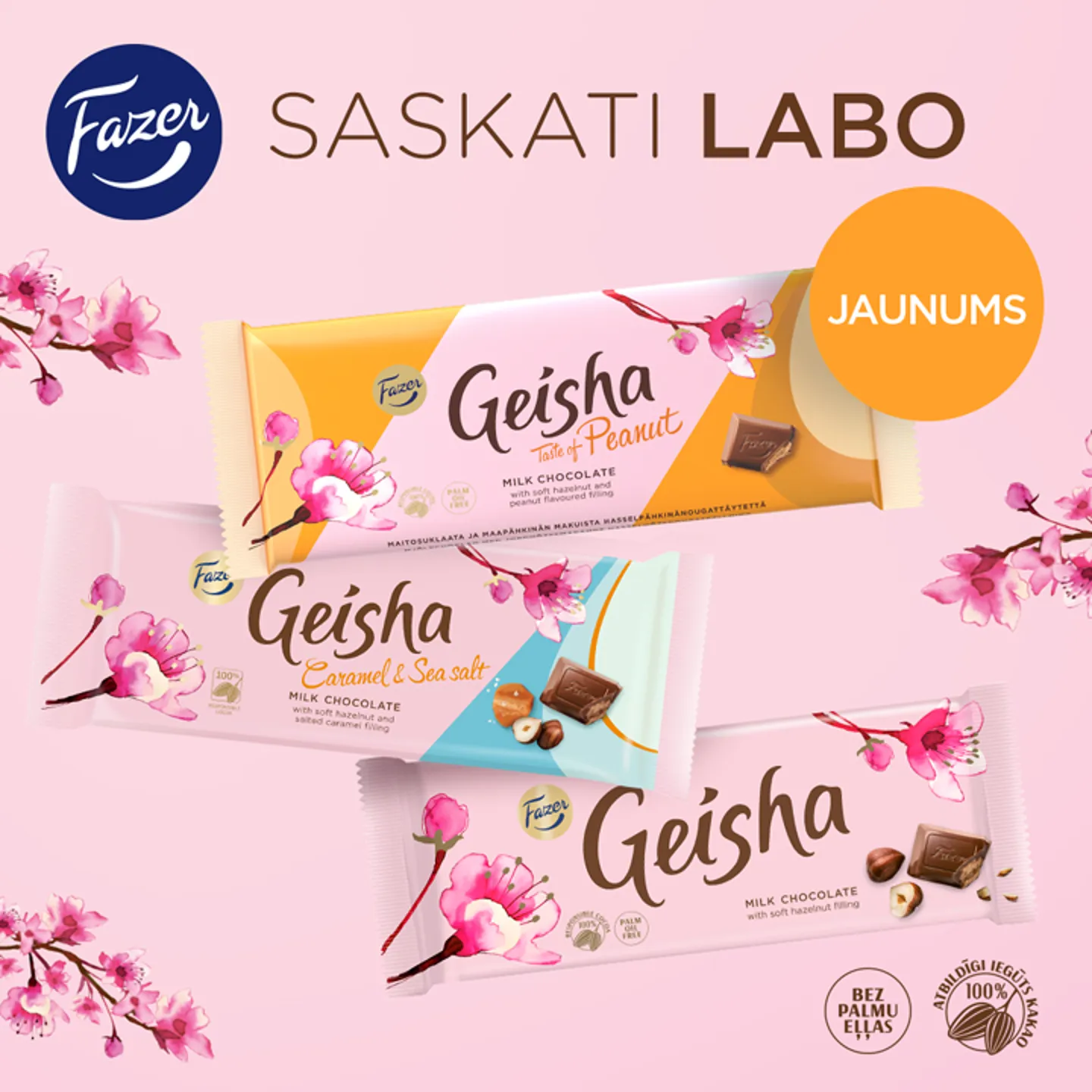 JAUNUMS - GEISHA piena šokolāde ar zemesriekstu garšu